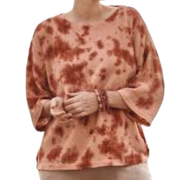 J. Jill | Tops | Jjill Womens Tie Dyed Gauze 34 Sleeve Orange Boatneck ...